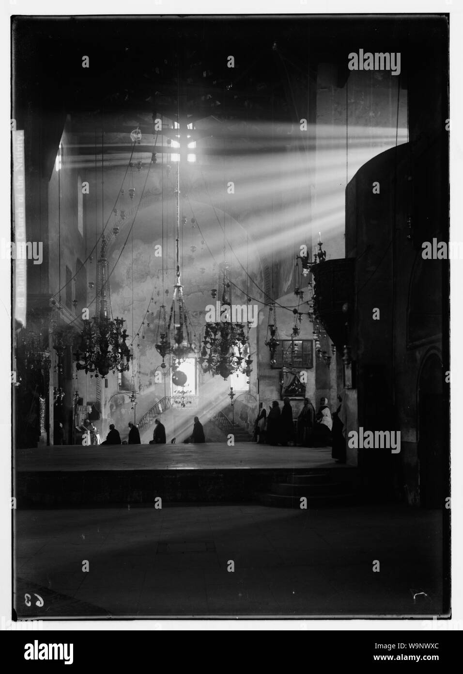 Bethlehem. Church of the Nativity. (Dark interior lit by sun rays Stock ...