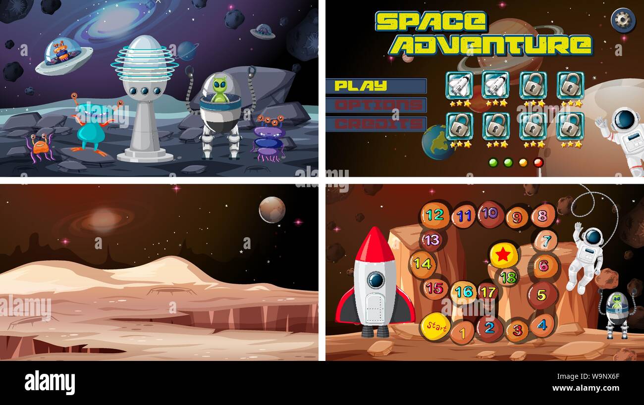 Set of space games illustration Stock Vector Image & Art - Alamy