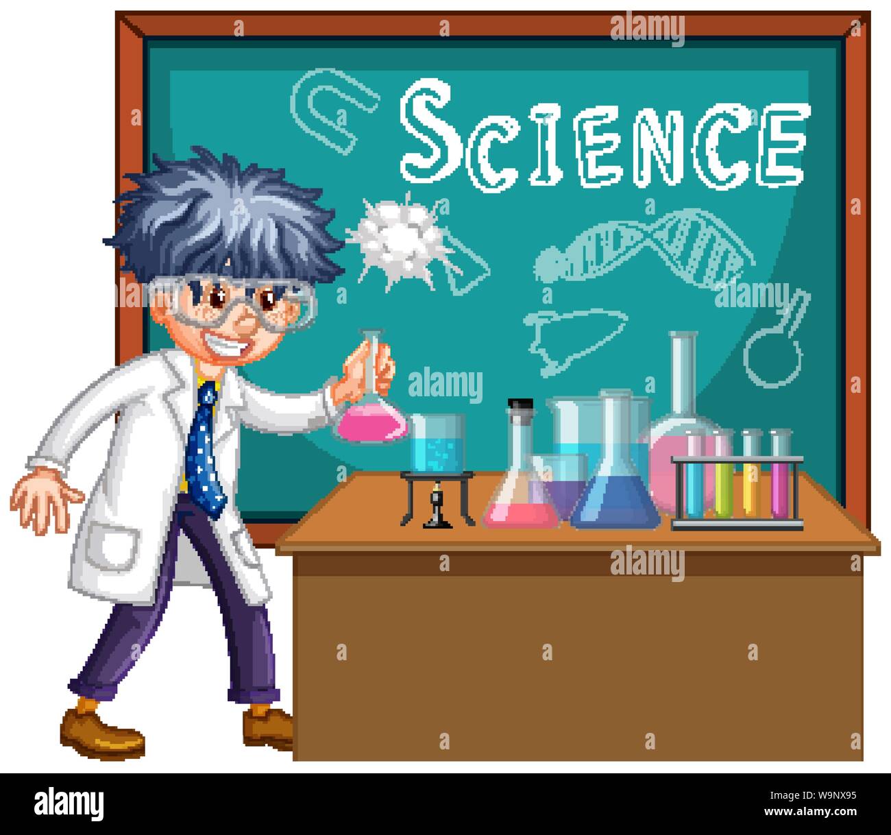 Scientist working with science tools in lab illustration Stock Vector ...