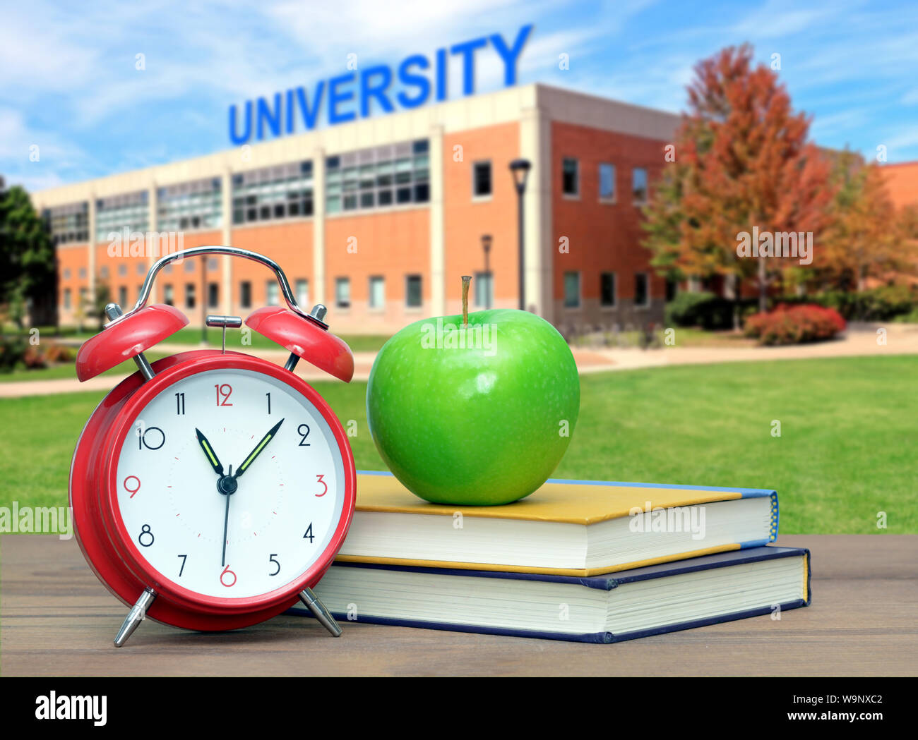 University campus with books for education concept Stock Photo - Alamy