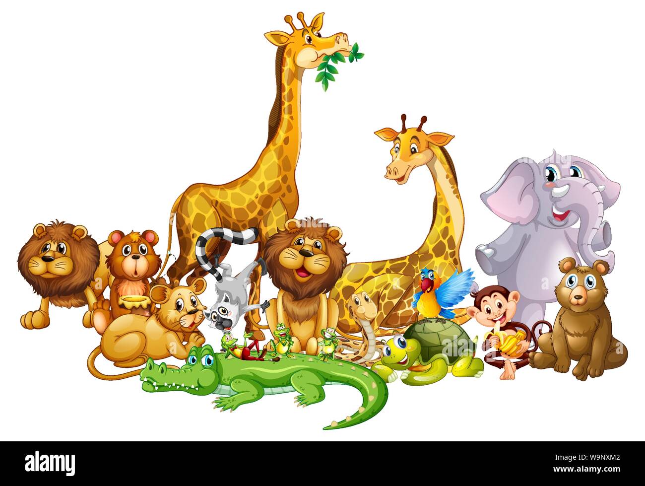 Many animals on white background illustration Stock Vector Image & Art ...