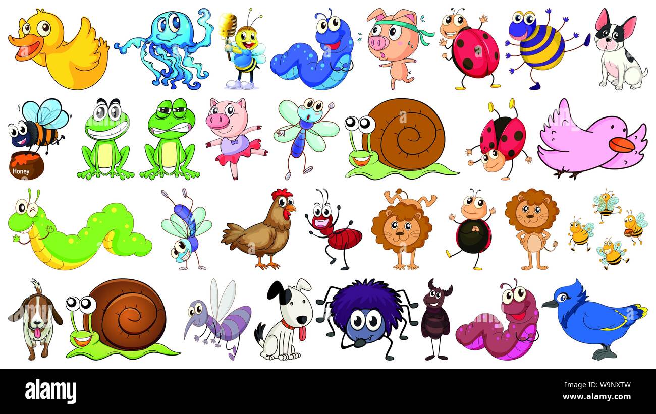 Set of different animals illustration Stock Vector Image & Art - Alamy