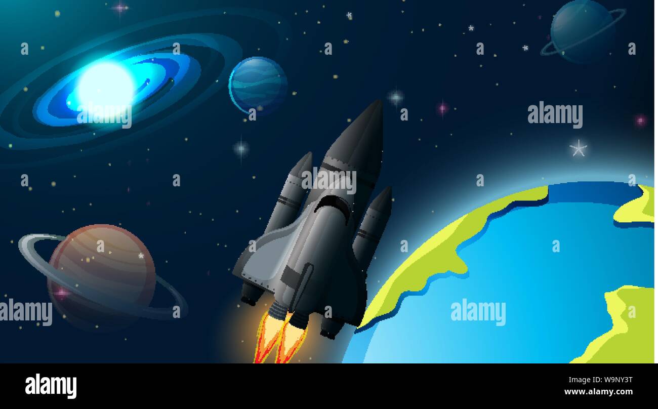 Rocket in space scene illustration Stock Vector Image & Art - Alamy