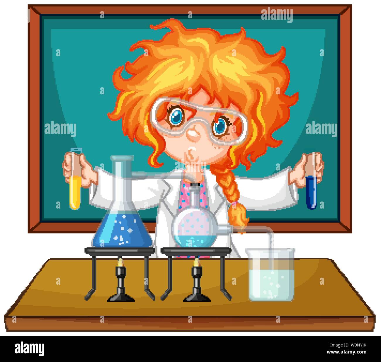 Scientist working with science tools in lab illustration Stock Vector ...