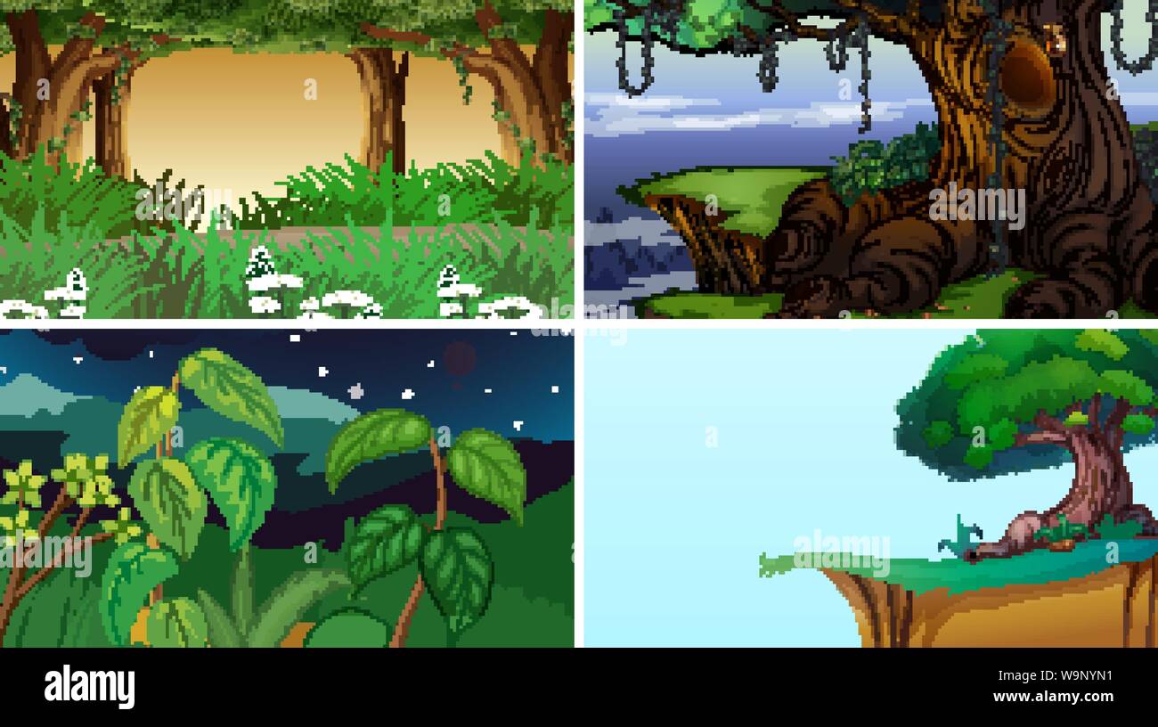 Empty, blank landscape nature scenes illustration Stock Vector Image ...