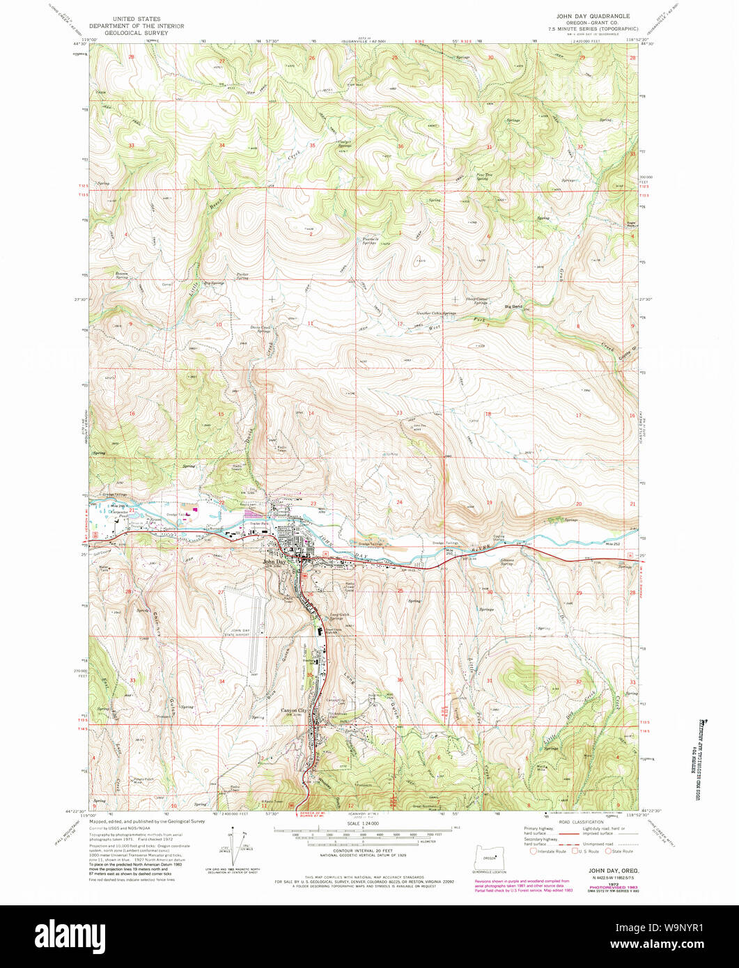 John day oregon map hi-res stock photography and images - Alamy