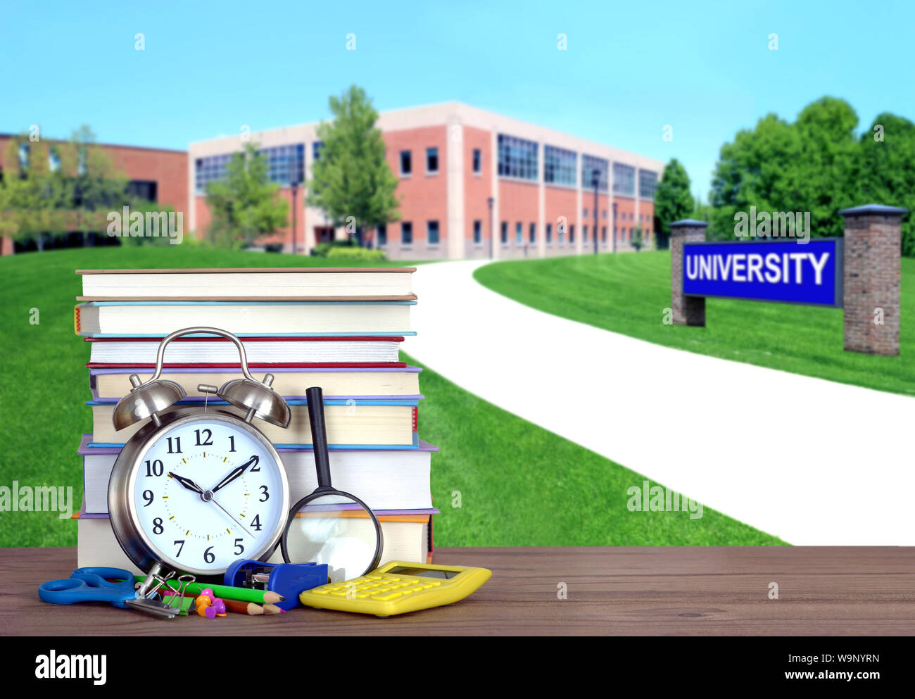 higher education concept with book and university Stock Photo - Alamy