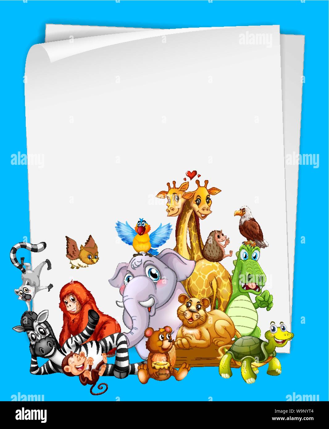 Border template design with cute animals illustration Stock Vector ...