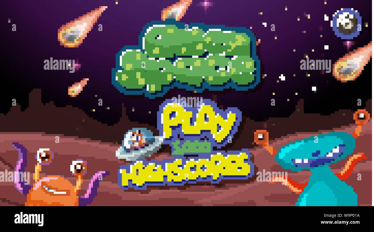 Alien space game background illustration Stock Vector Image & Art - Alamy