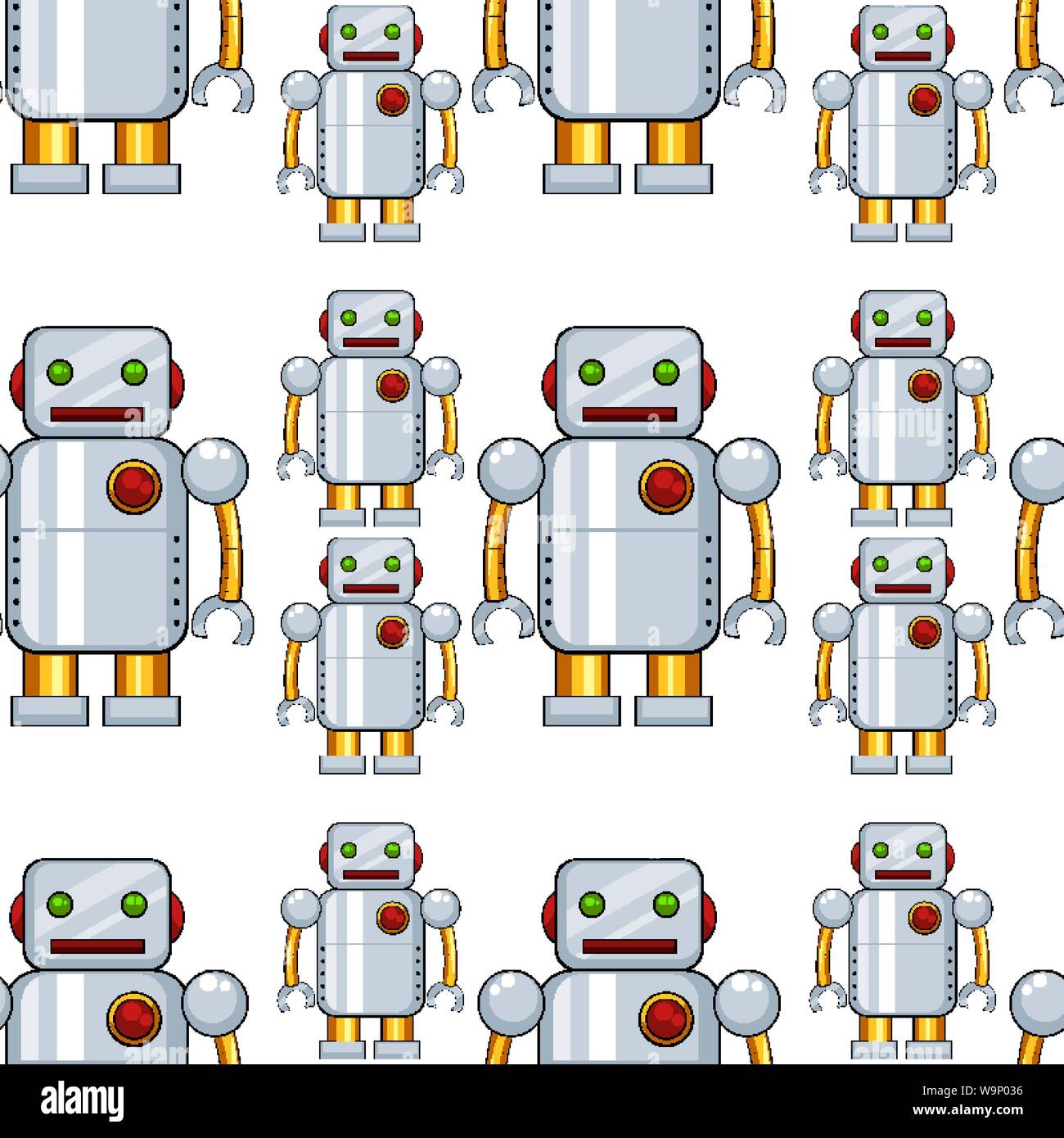 Seamless pattern tile cartoon with robot illustration Stock Vector Image & Art - Alamy