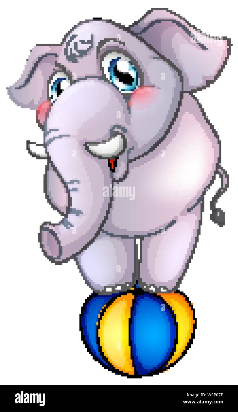 Gray Elephant On Ball On White Background Illustration Stock Vector Image And Art Alamy