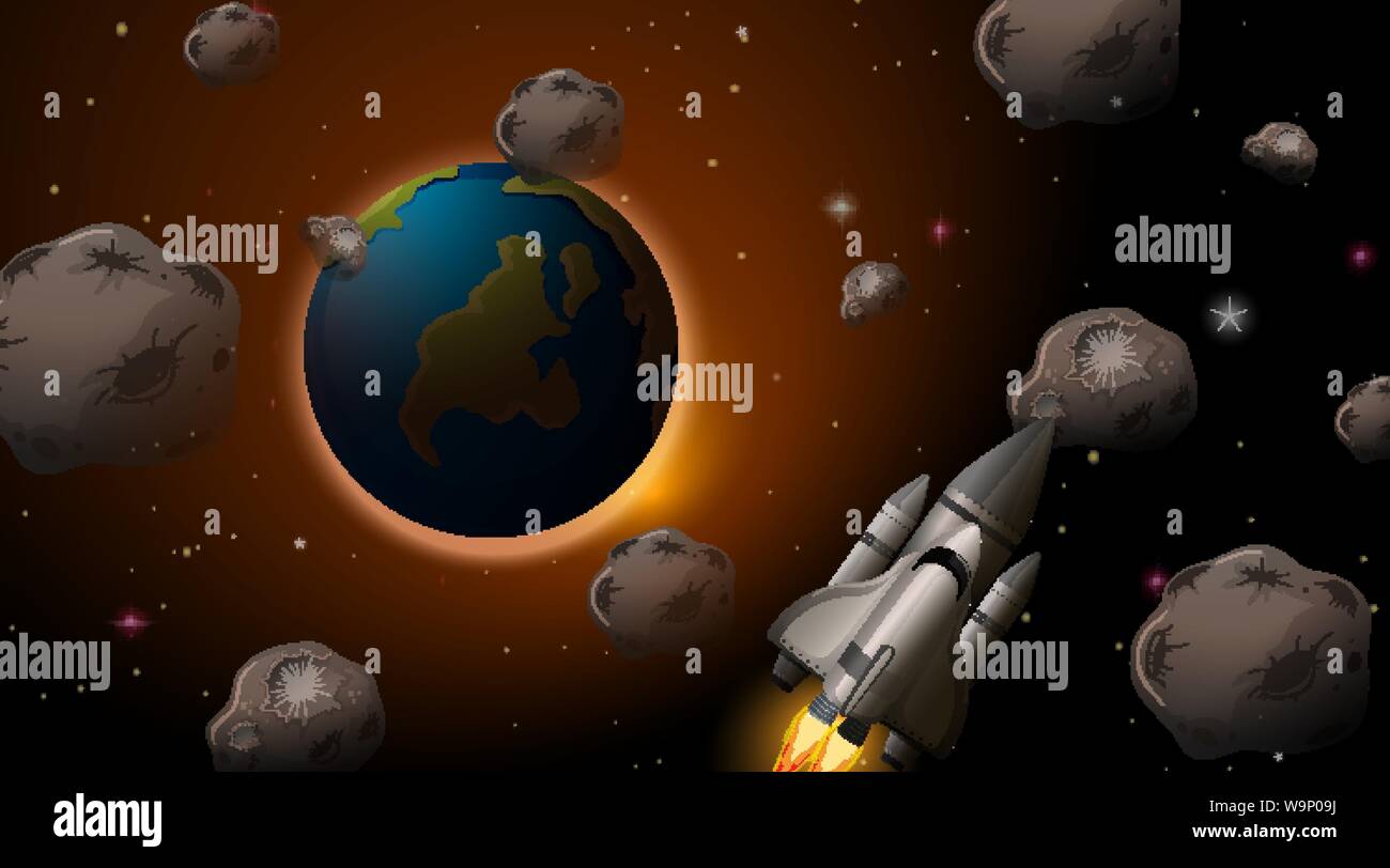 Rocket and earth scene illustration Stock Vector Image & Art - Alamy