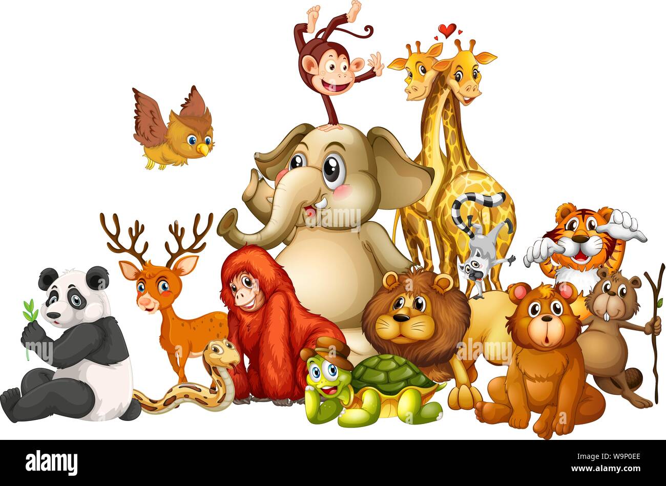 Many animals on white background illustration Stock Vector Image & Art ...