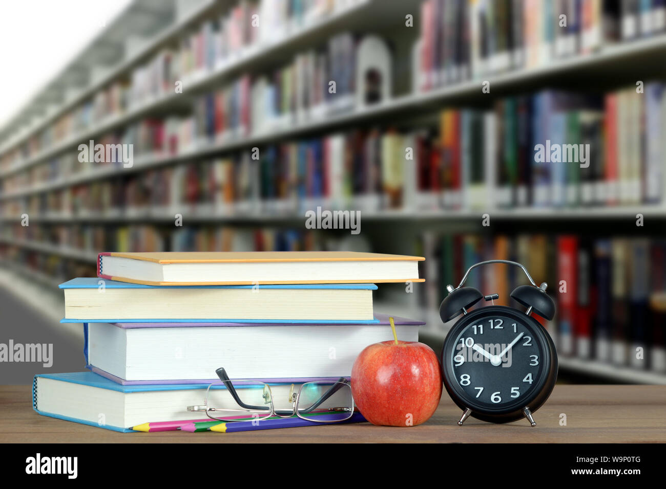 composition library with book and accessory for education concept Stock ...
