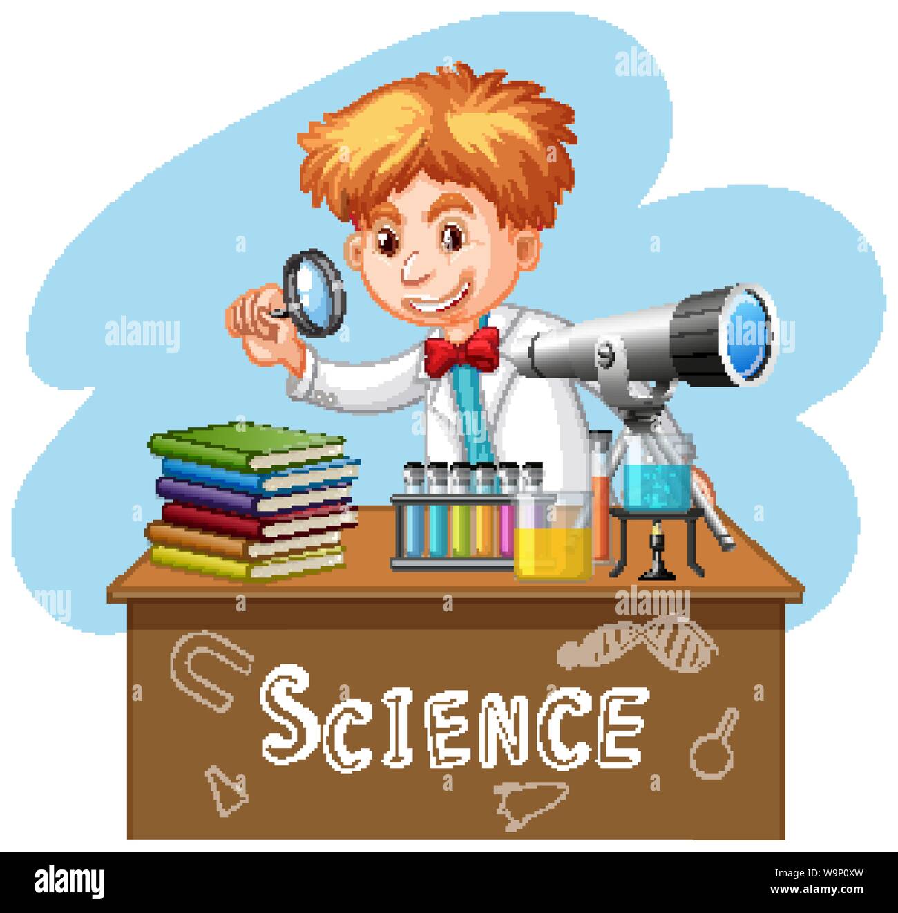 Scientist doing experiment in science lab illustration Stock Vector ...