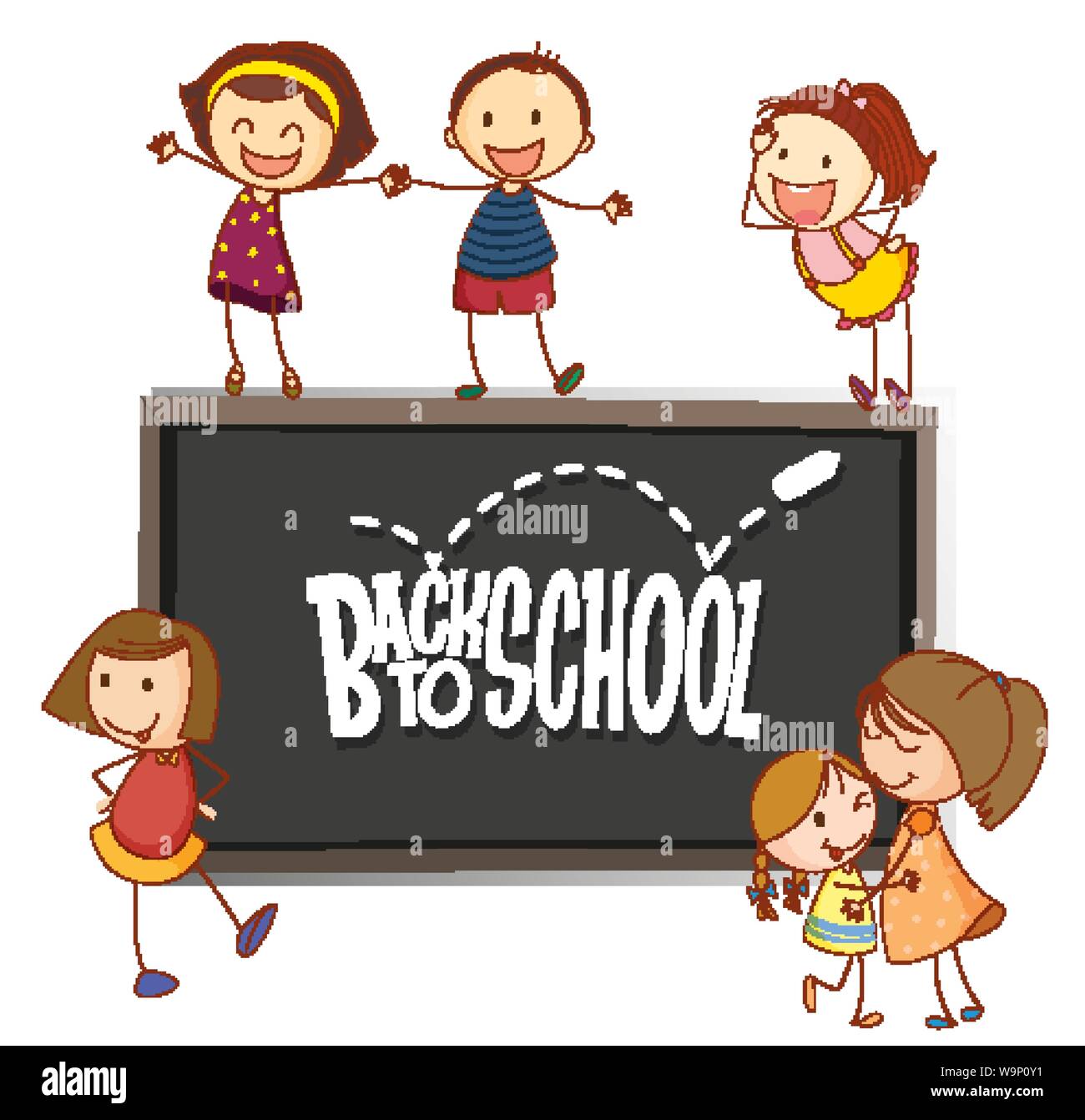 Back to school template with doodle children illustration Stock Vector ...