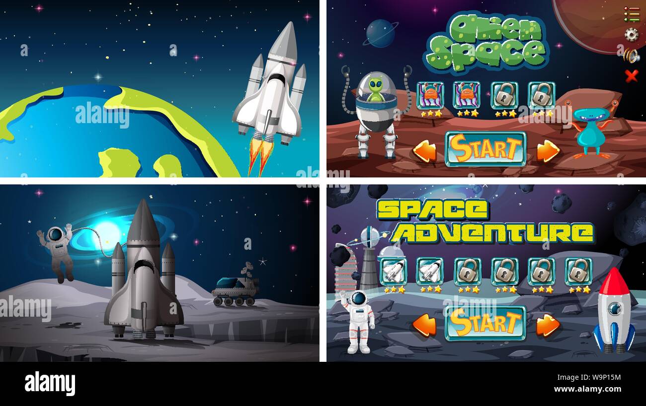 Set of space games illustration Stock Vector Image & Art - Alamy