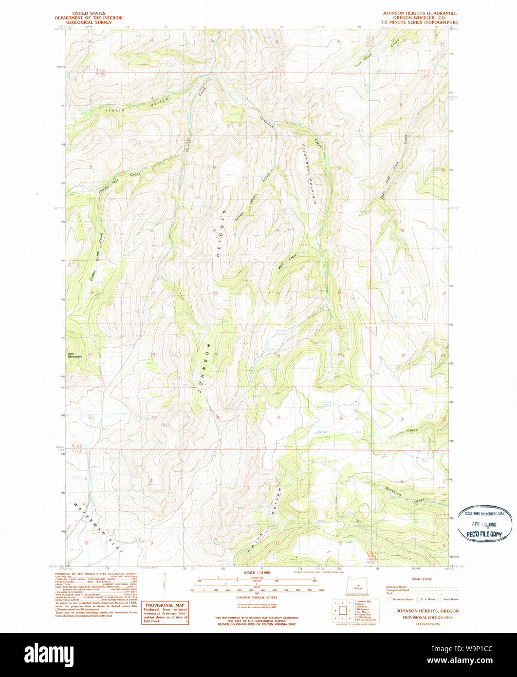 USGS Topo Map Oregon Johnson Heights 280337 1990 24000 Restoration ...