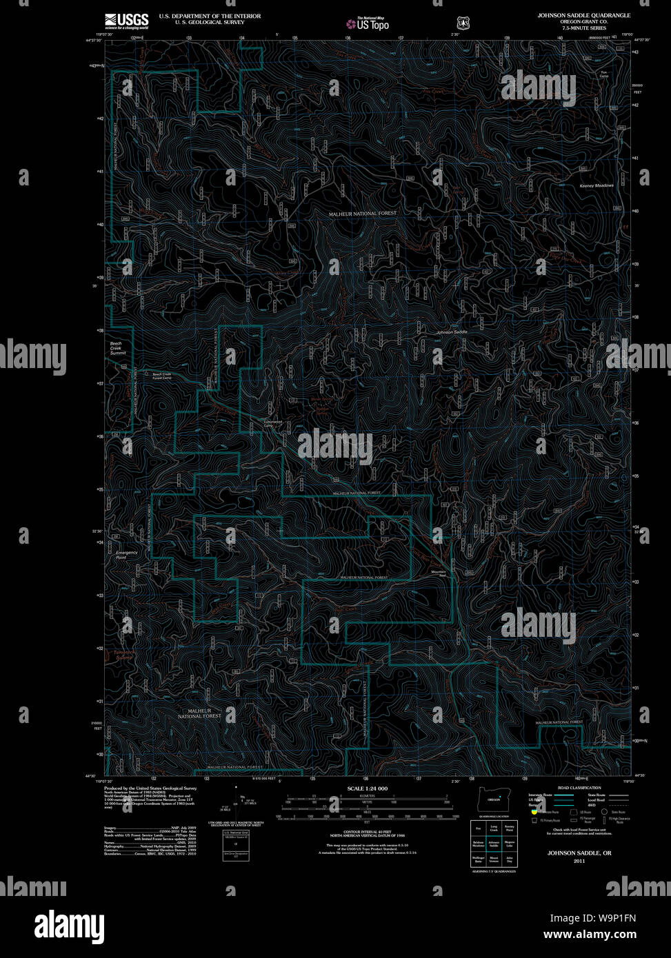USGS Topo Map Oregon Johnson Saddle 20110824 TM Inverted Restoration ...