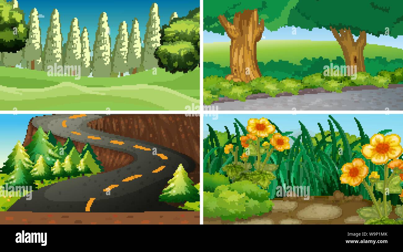 Empty, blank landscape nature scenes illustration Stock Vector Image ...