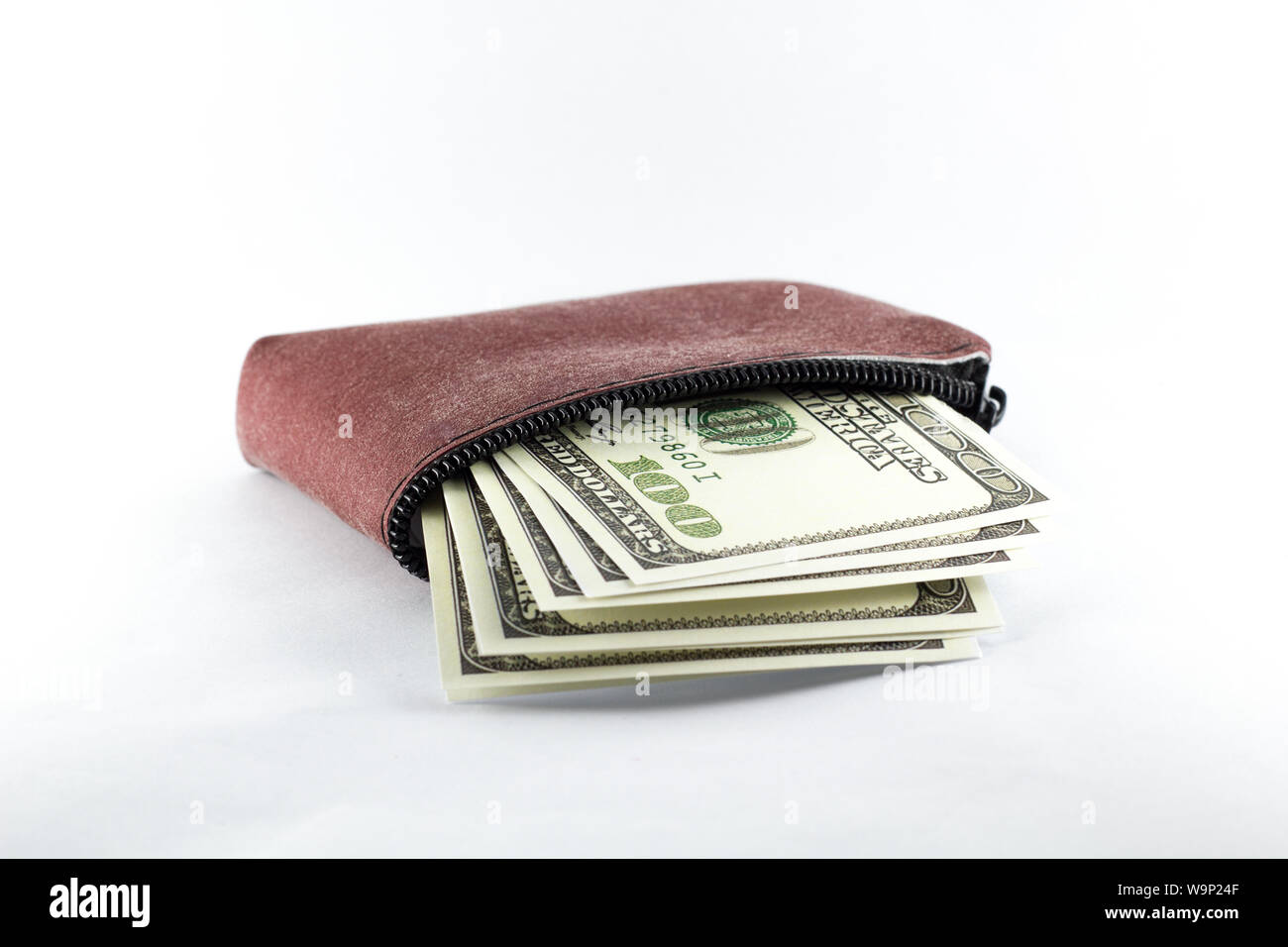 dollar banknotes, essential wallet with white background Stock Photo ...