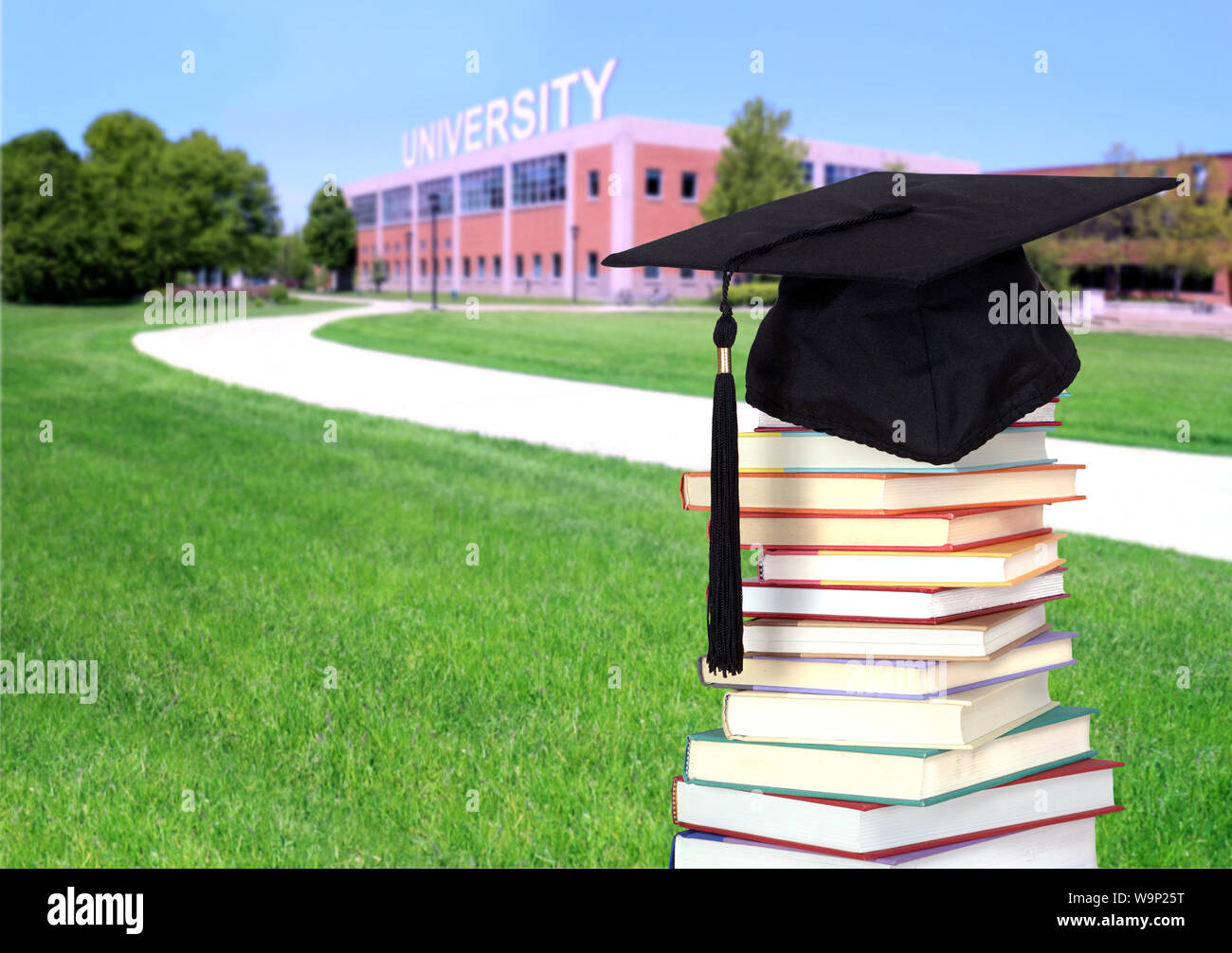 path to university and book with accessory for education concept Stock ...