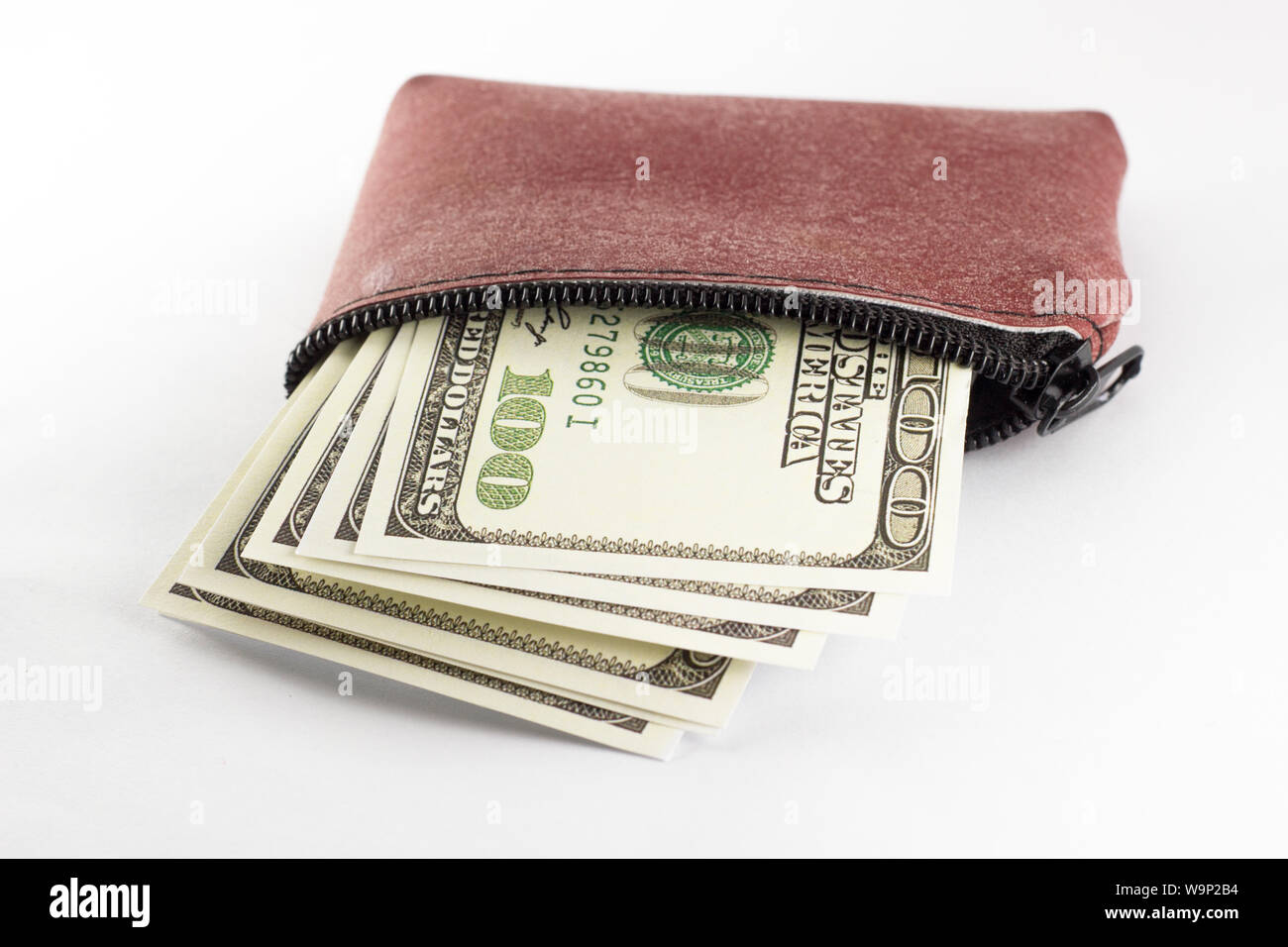 dollar banknotes, essential wallet with white background Stock Photo ...
