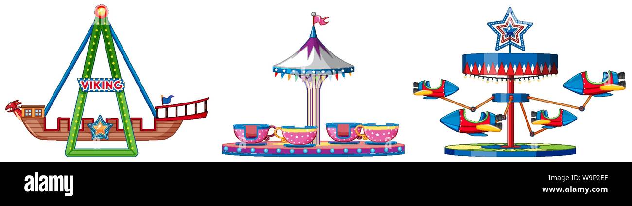 Three different rides at fun fair illustration Stock Vector Image & Art ...