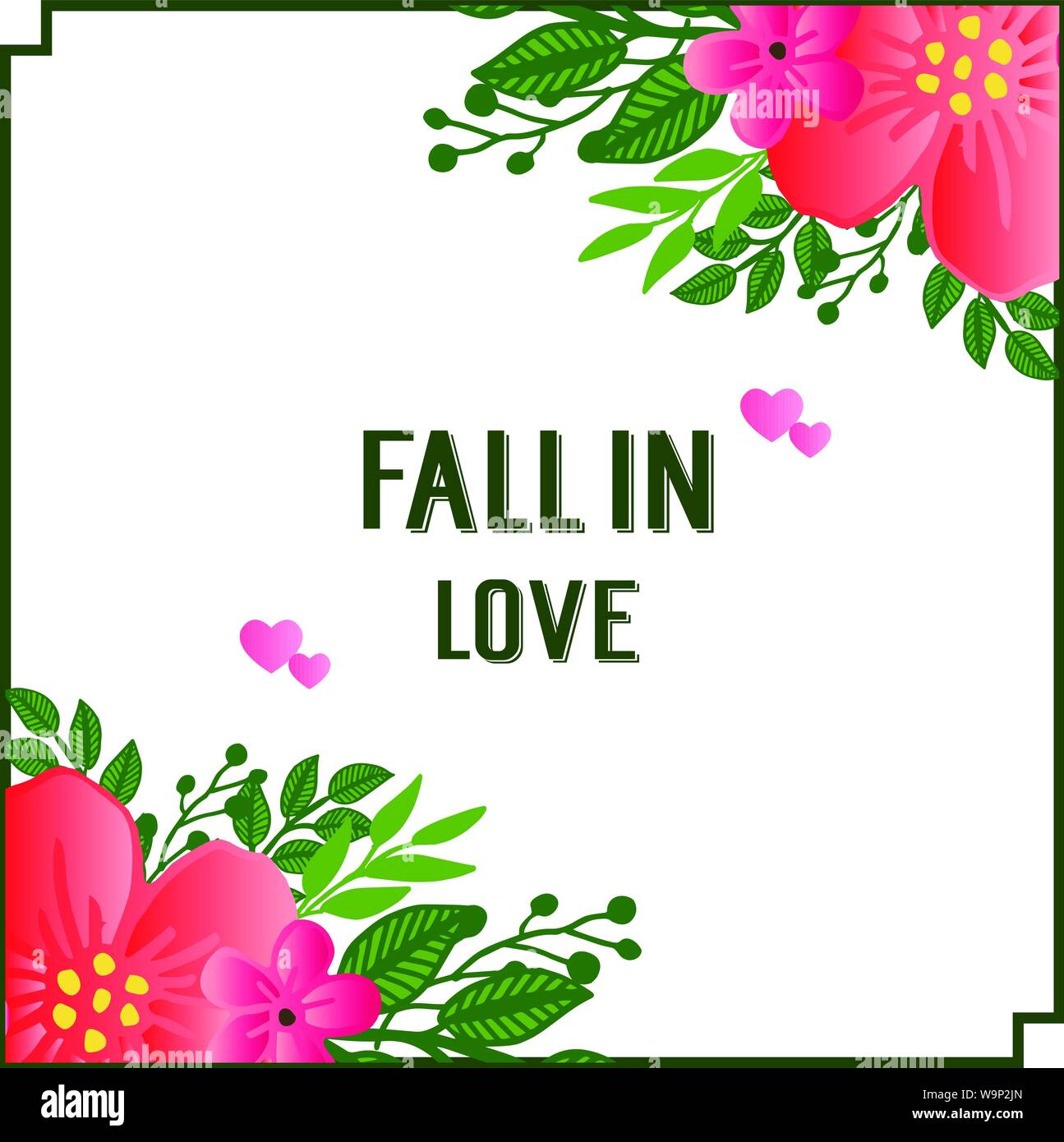 Banner fall in love, various shape pattern of frame, for beautiful ...