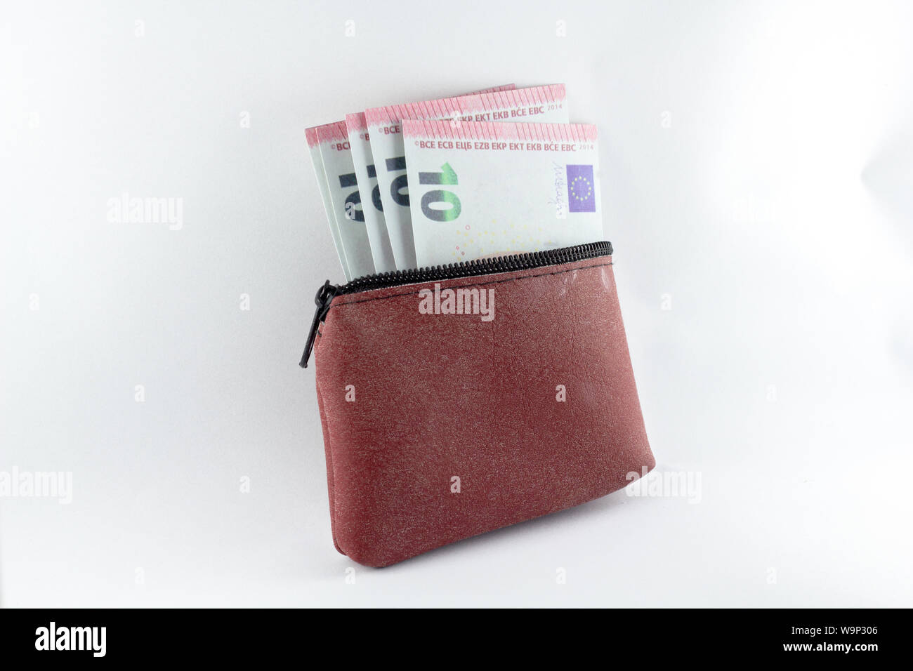 euro banknotes, essential wallet with white background Stock Photo - Alamy