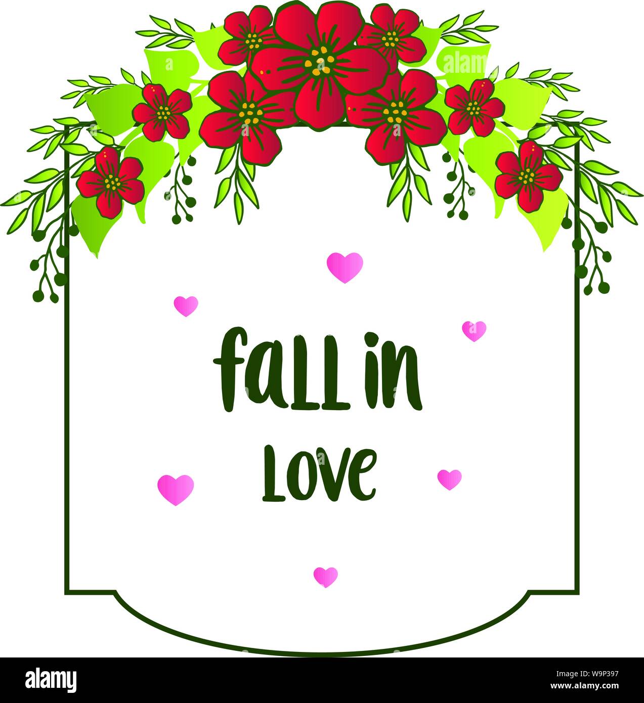 Design banner or poster for card fall in love, with various shape red ...