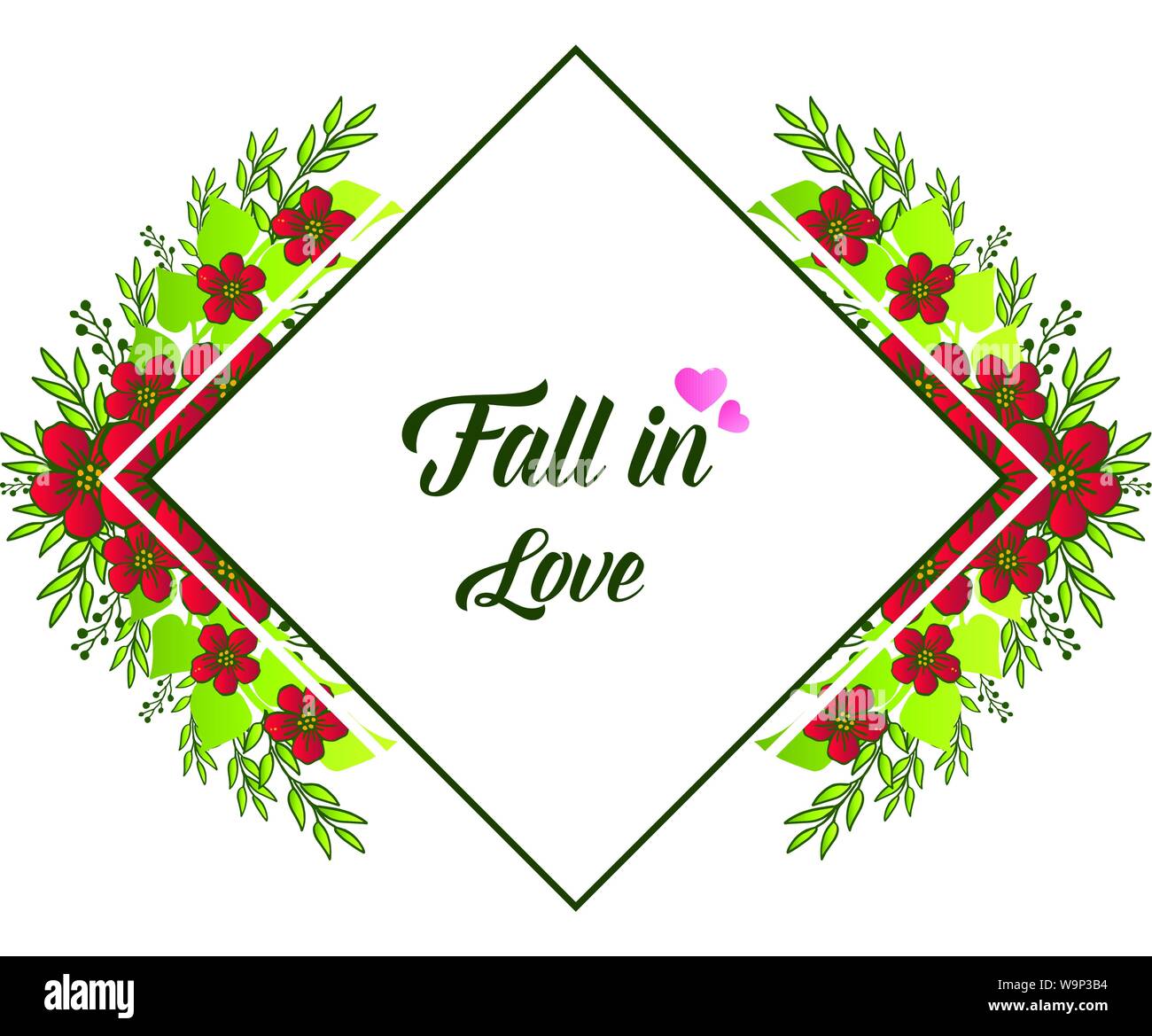 Seamless card fall in love, romantic, with decoration pattern art of ...