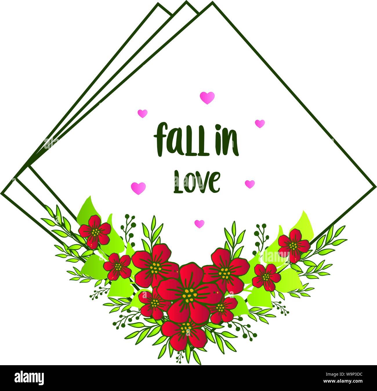 Seamless card fall in love, romantic, with decoration pattern art of ...