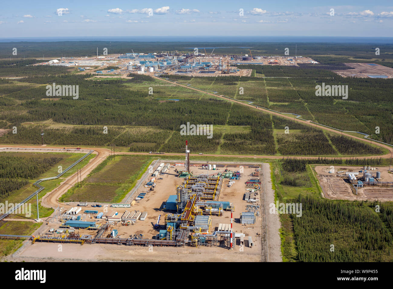 Aerial photo of drilling rig at Suncor Firebag SAGD (Steam Assisted ...