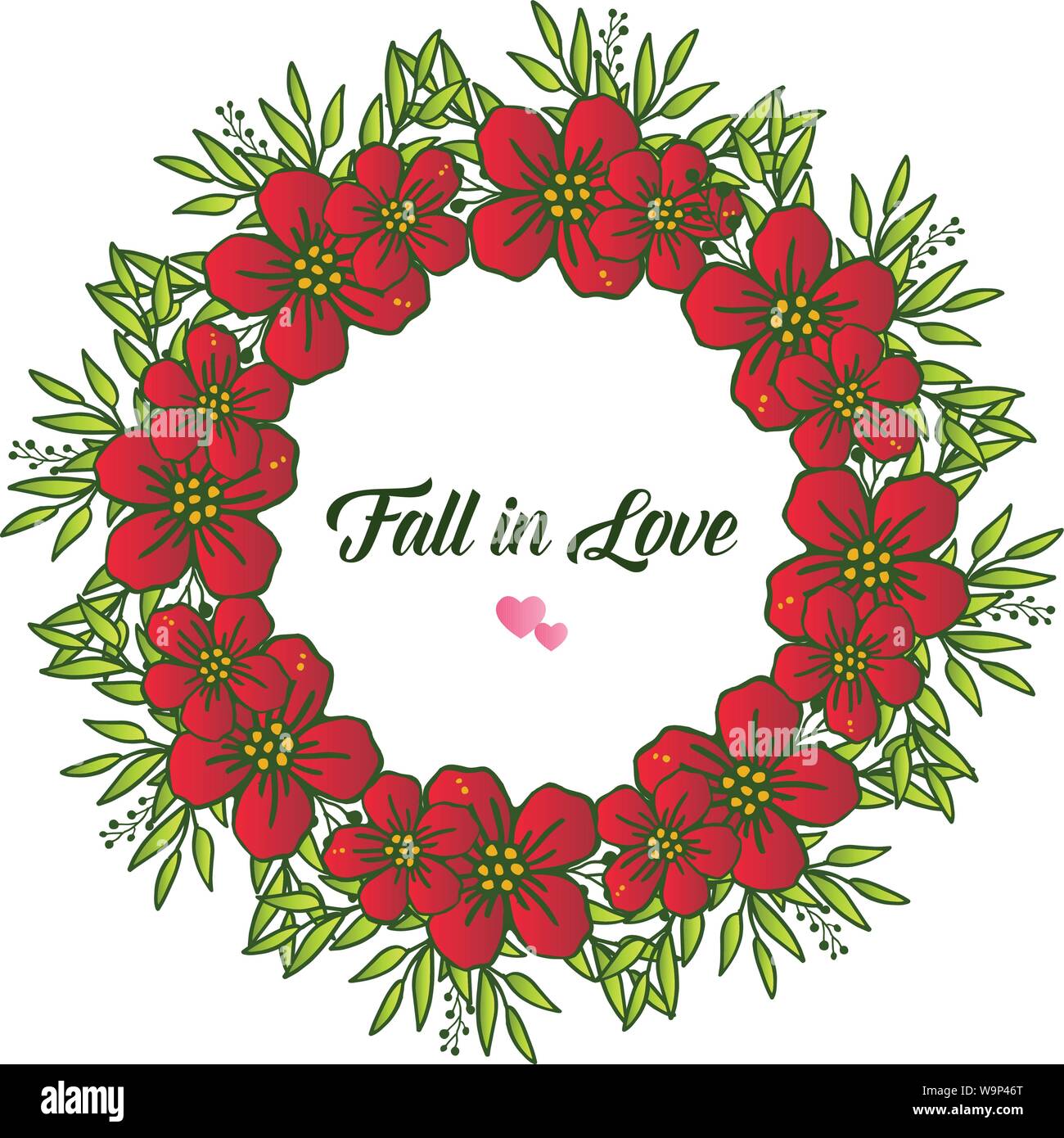 Template for design of card fall in love, texture red floral frame ...