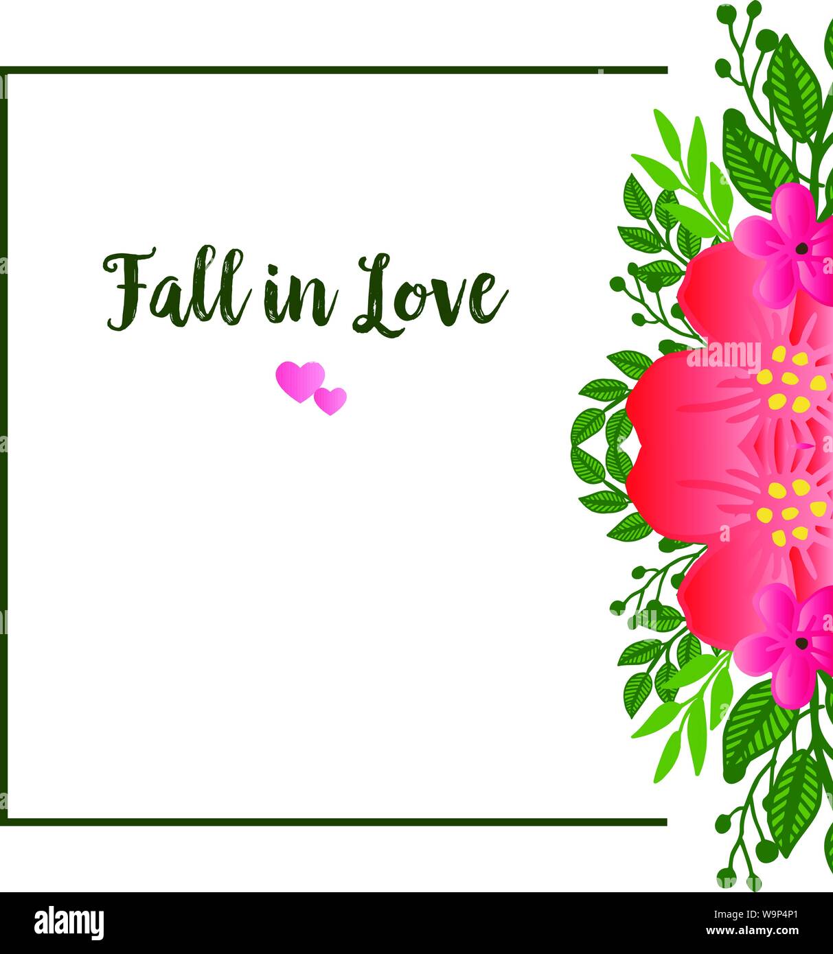 Letter fall in love, space for your text, with elegant card fall in ...