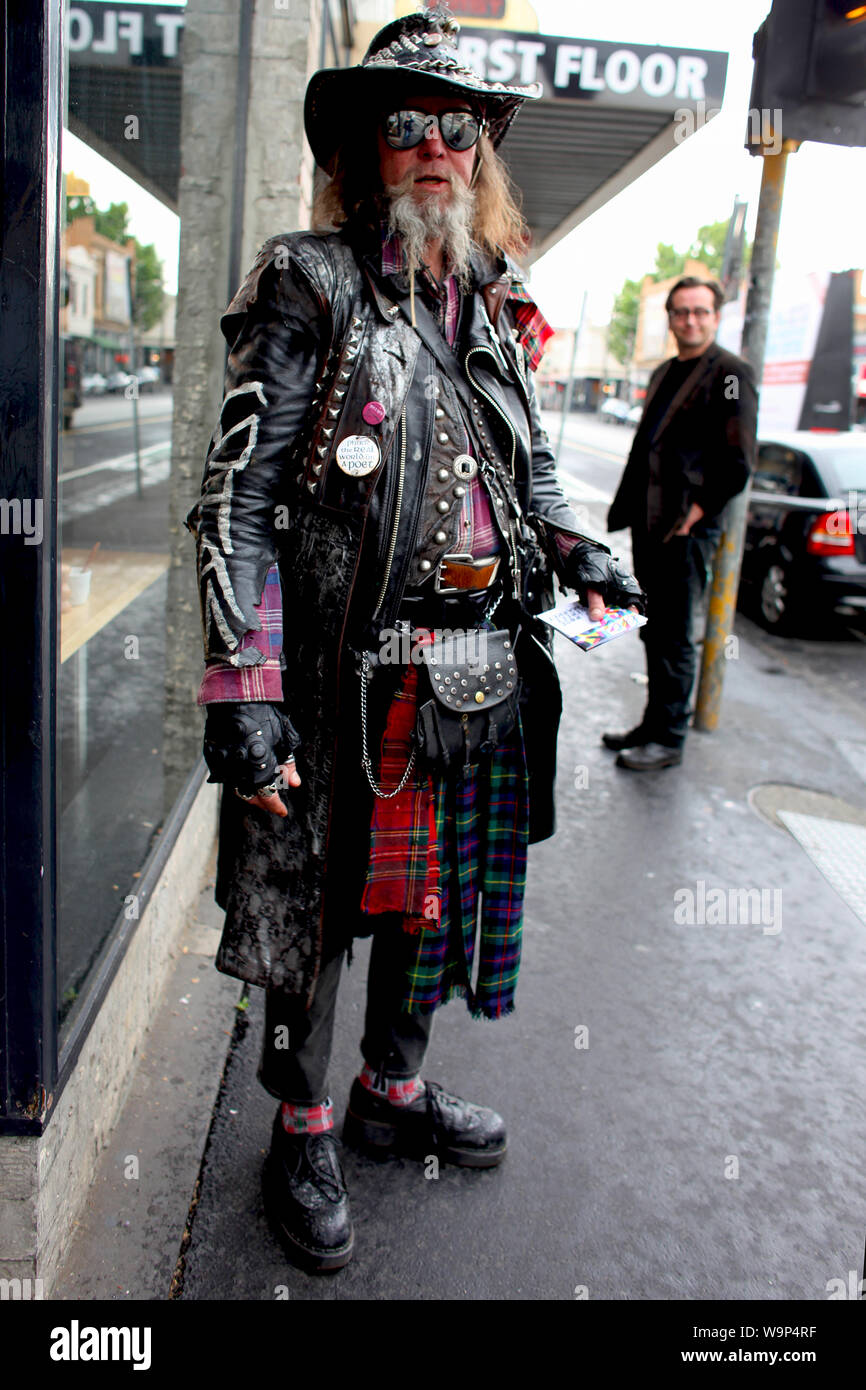 Beat Poet on the street in Fitzroy, Melbourne, Australia, shows his ...