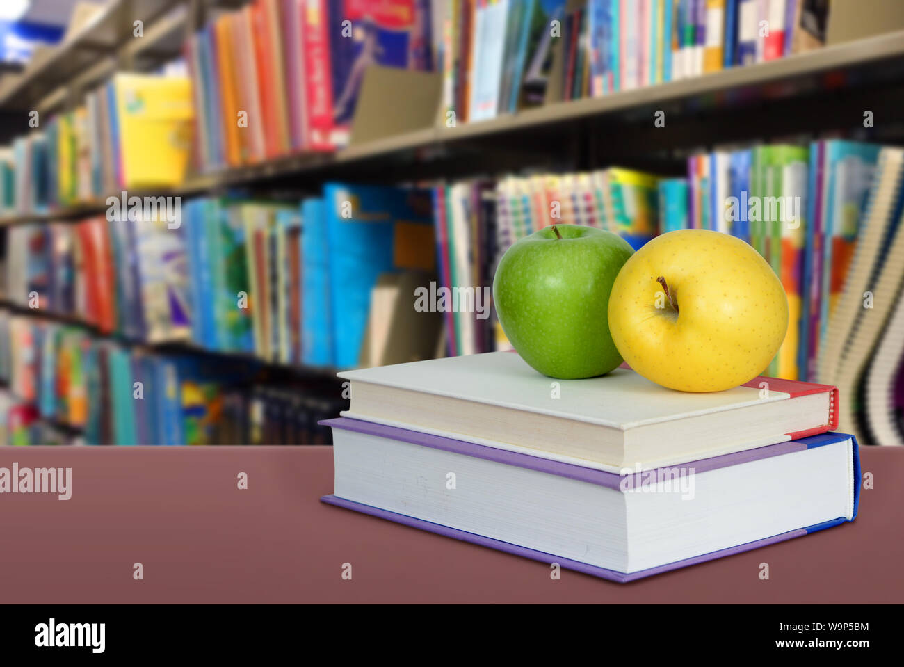 Book and very blurry library back ground for education concept Stock ...