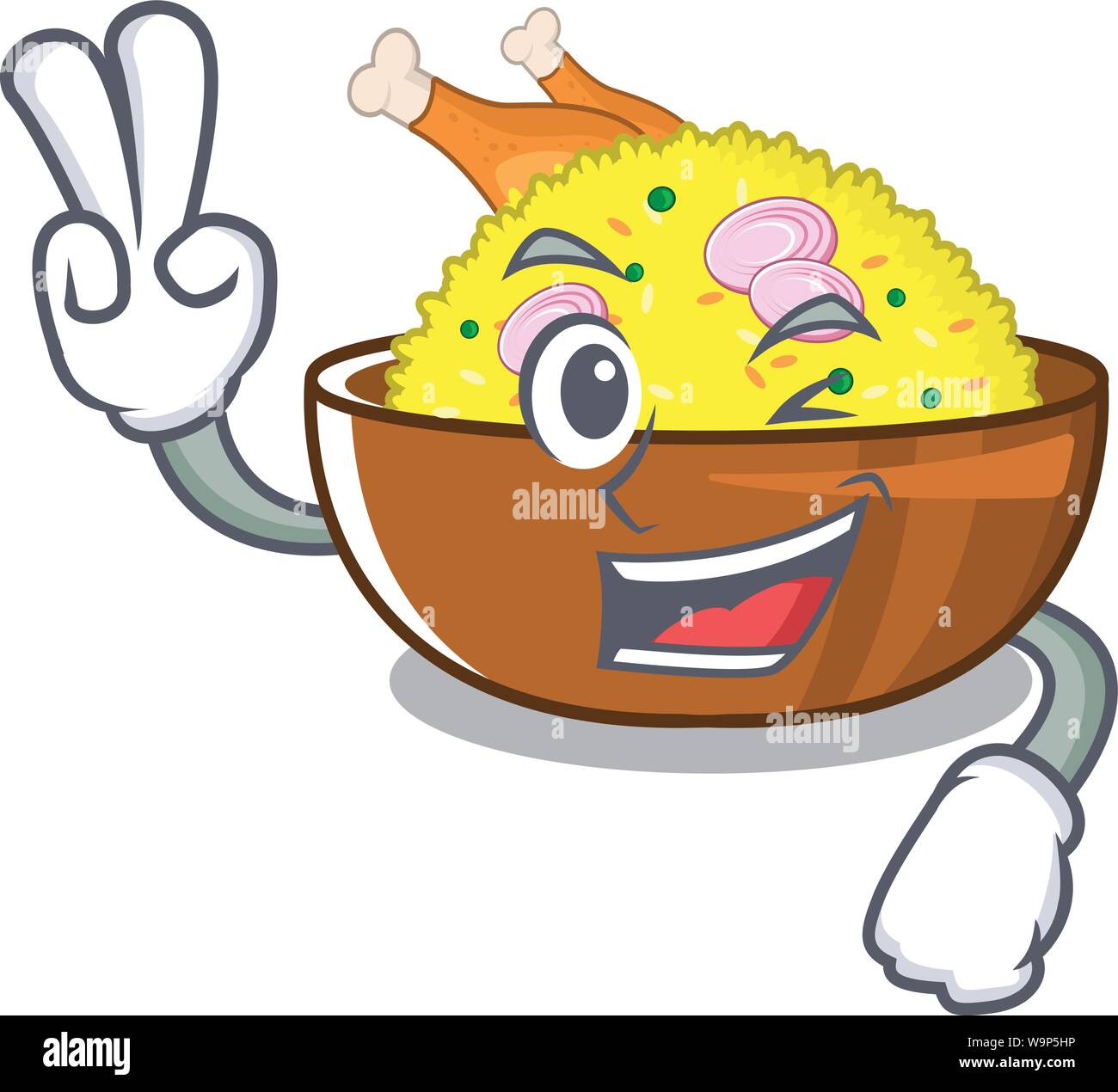 Two finger chicken biryani cooked in character skillet Stock Vector ...