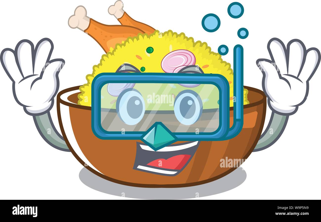 Diving chicken biryani cooked in character skillet Stock Vector Image ...