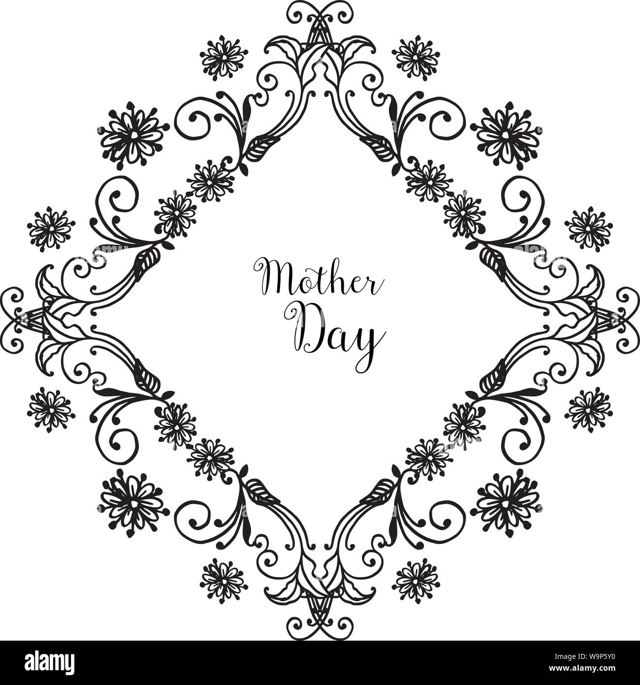 Vector illustration letter best wishes for beauty of frames flower with ...