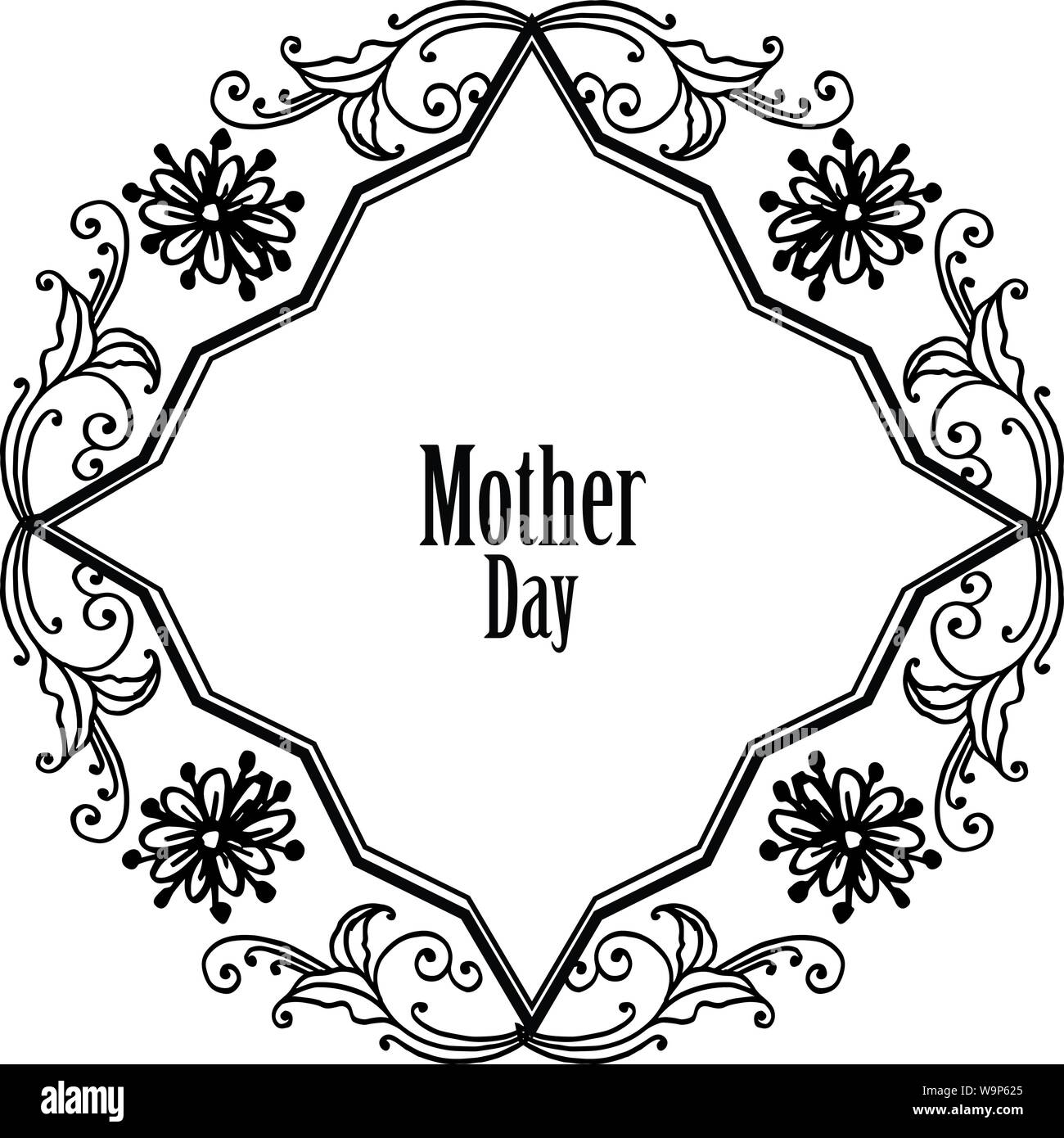 Vector illustration letter best wishes for beauty of frames flower with ...