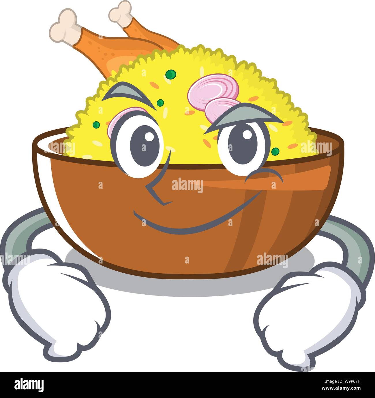 Smirking chicken biryani cooked in character skillet Stock Vector Image ...