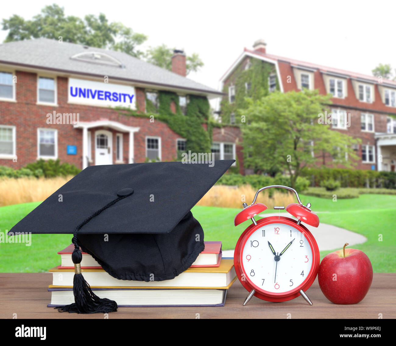 Spring season and college campus and books for education concept Stock ...