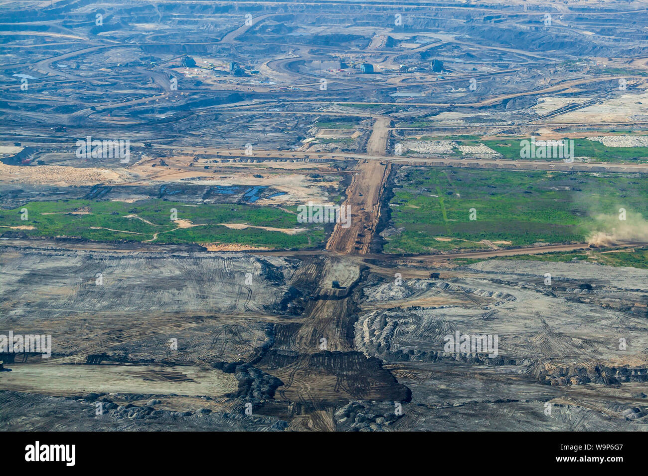 Aerial photo of operations at CNRL Jack Pine Mine oil sands operations ...