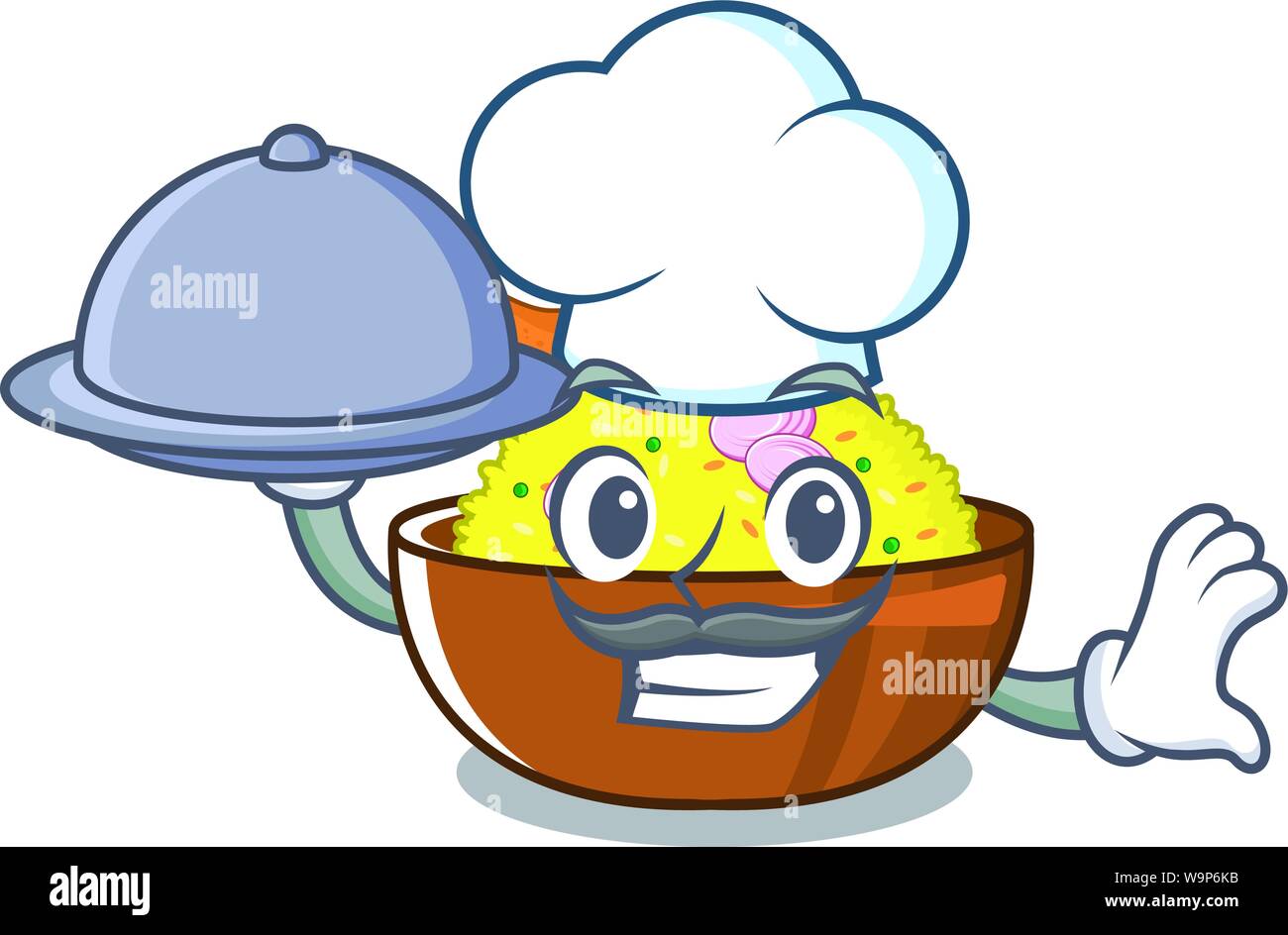 Chef with food chicken biryani isolated in the mascot Stock Vector ...