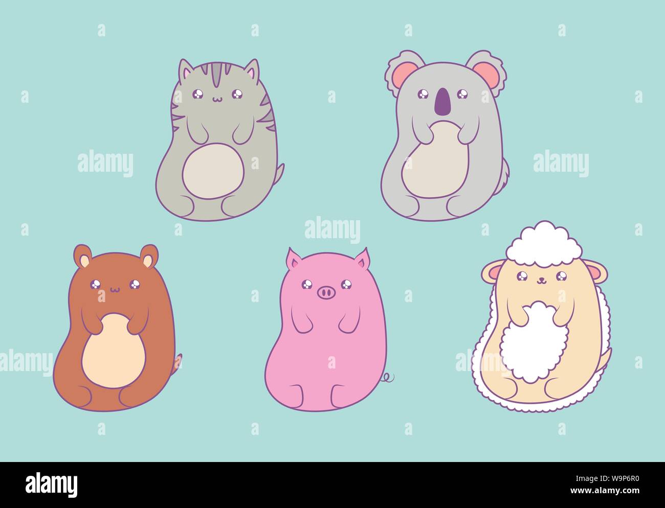 cute group of animals kawaii style vector illustration design Stock ...