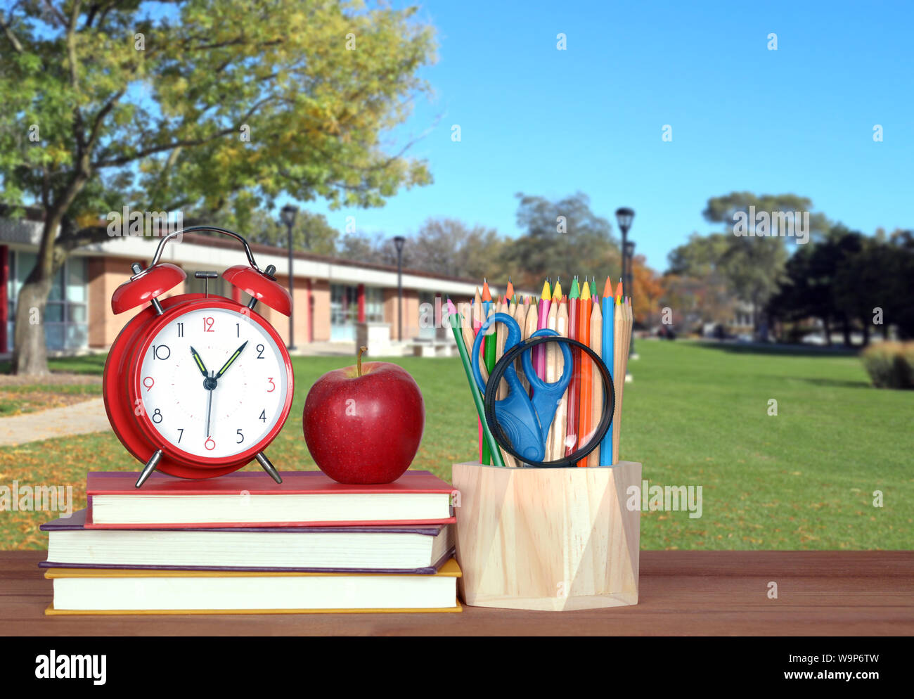 decoration of education concept with book and campus Stock Photo - Alamy