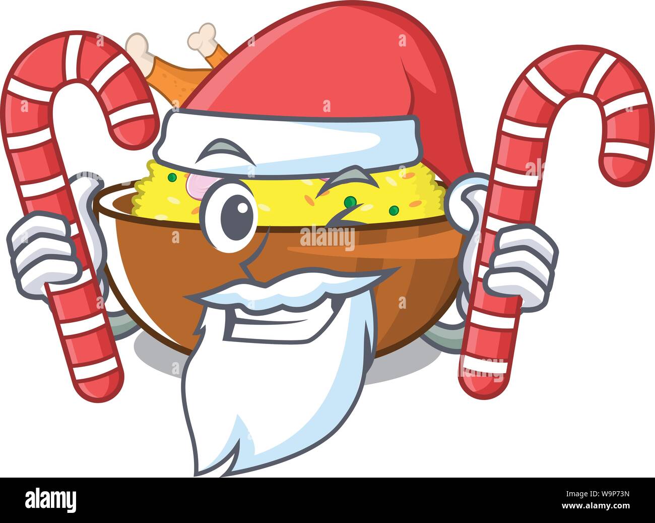 Santa with candy chicken biryani with in cartoon shape Stock Vector ...