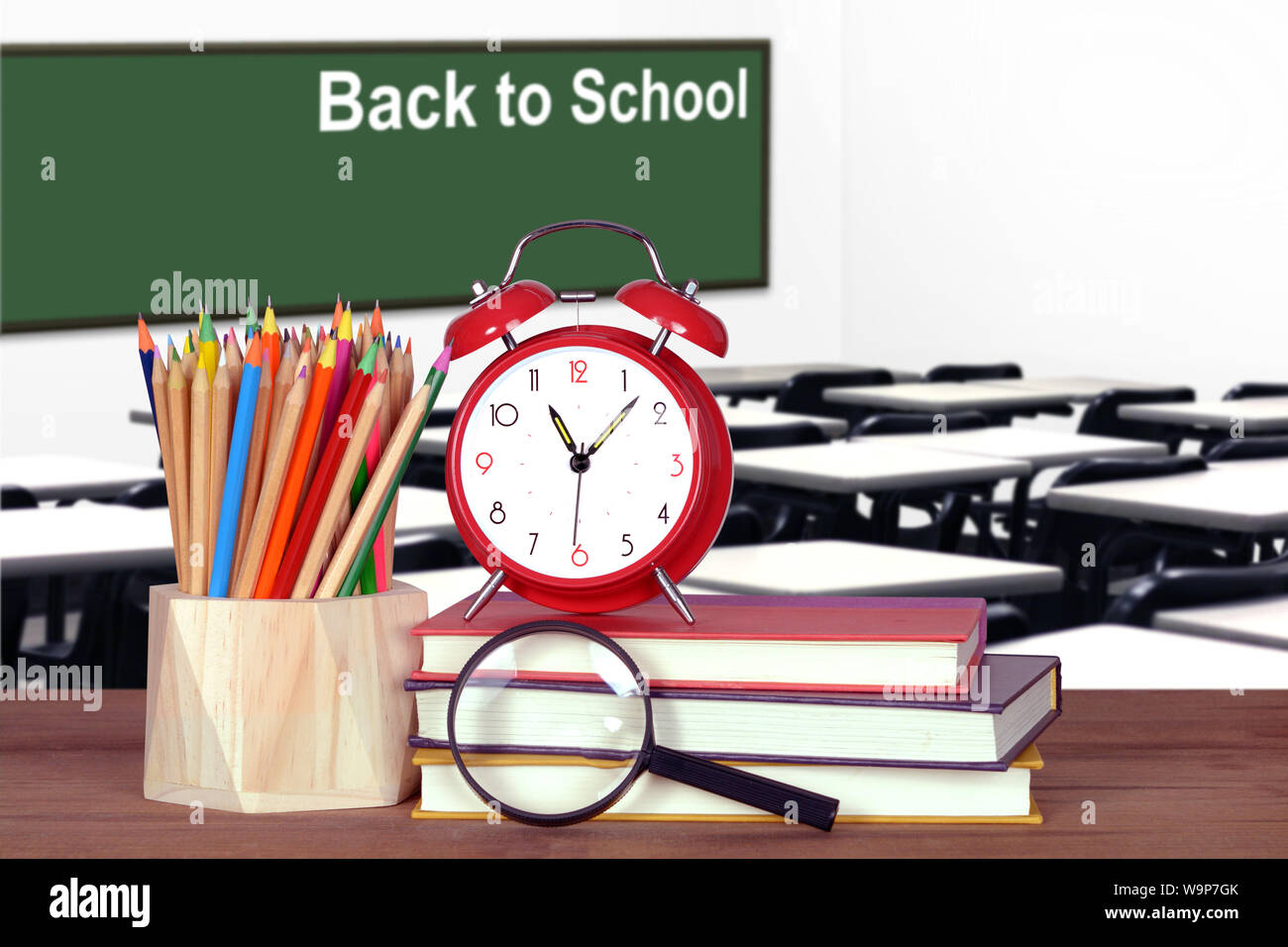 Back to School concept with classroom and book Stock Photo - Alamy